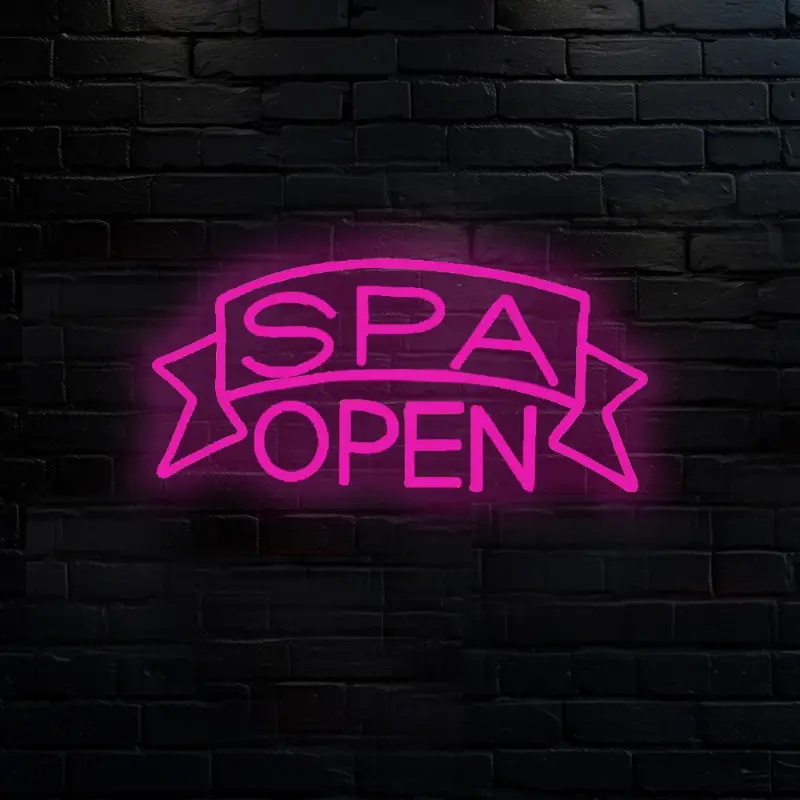 LED Neon Sign "SPA OPEN" with Acrylic Backing, Open Neon Sign USB ...