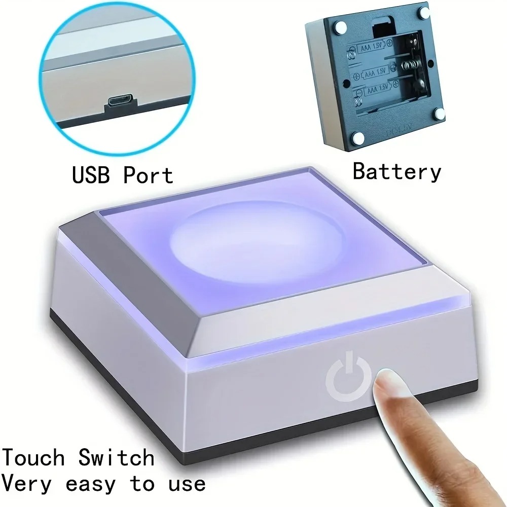 USB Rechargeable LED Light Base for 3D Crystal Glass Acrylic Or ...