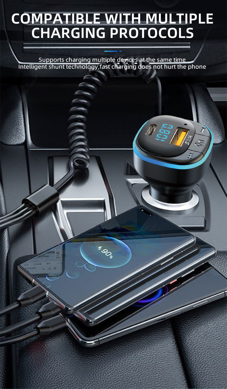 Three types of interfaces charger car Bluetooth 5.0 lossless sound ...
