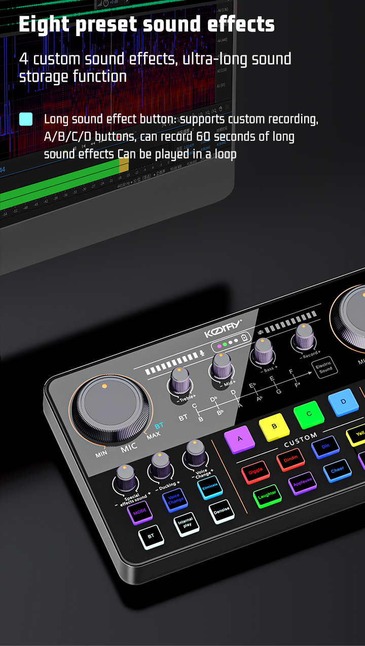 KoorFly Creative Soundcard Full Set KF04 Mikrofon Kondensor 48V Antarmuka Audio One Touch Noise ...