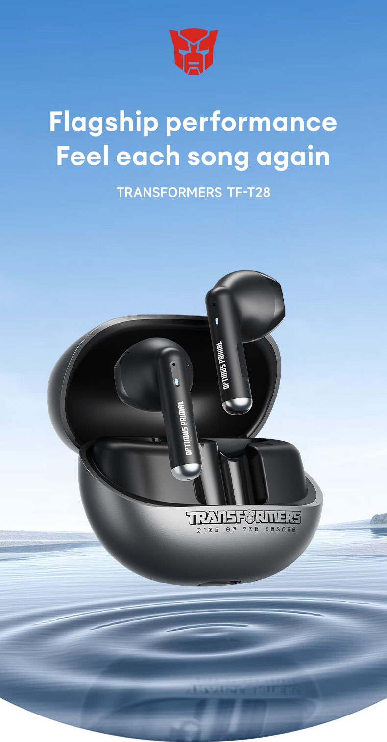Transformers TF-T28 Bluetooth Earphone Smart Touch IPX4 Sport Waterproof Music Dual Mode With ...