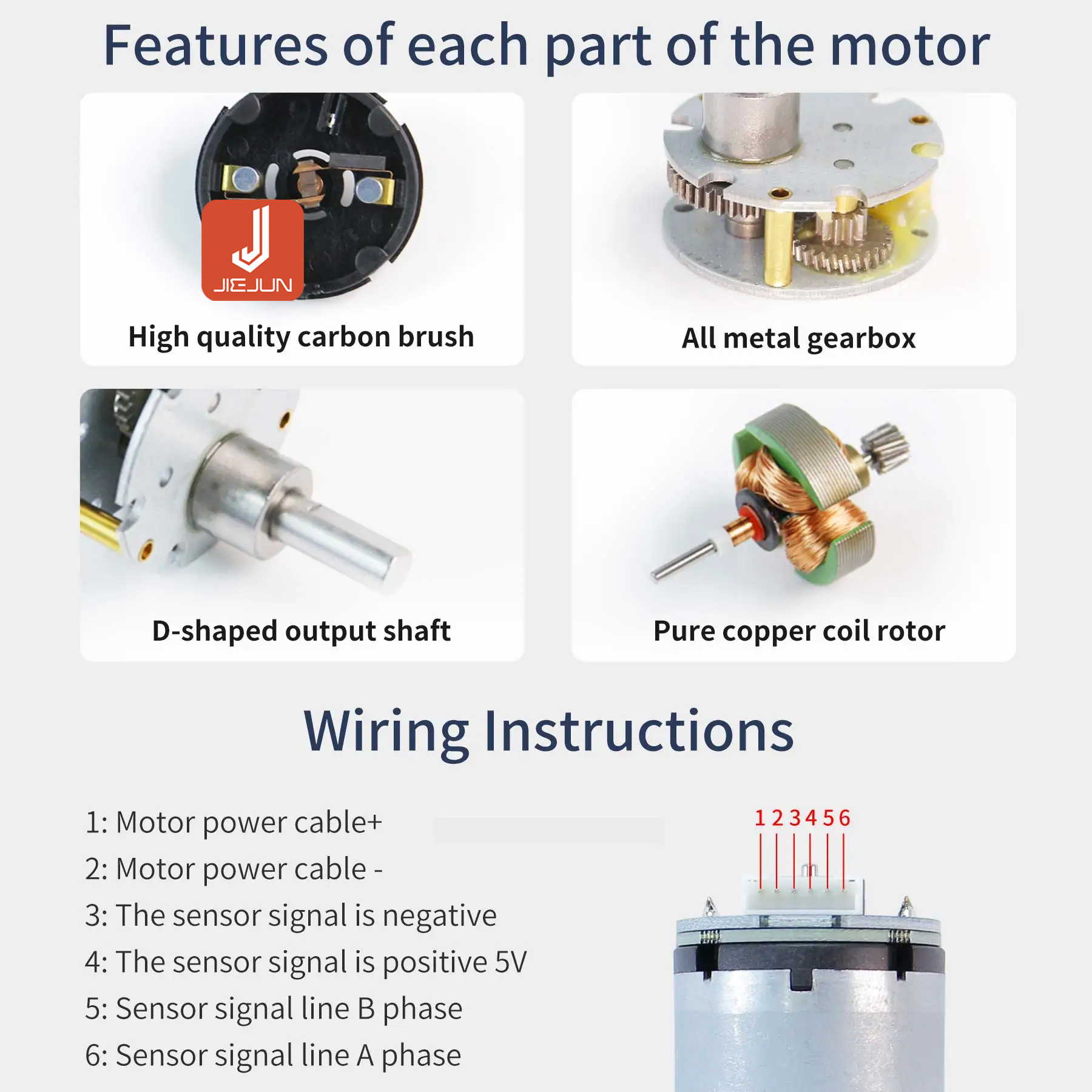 12V 520 DC Motor with Encoder 205RPM 333RPM 550RPM 6mm D-type Shaft ...