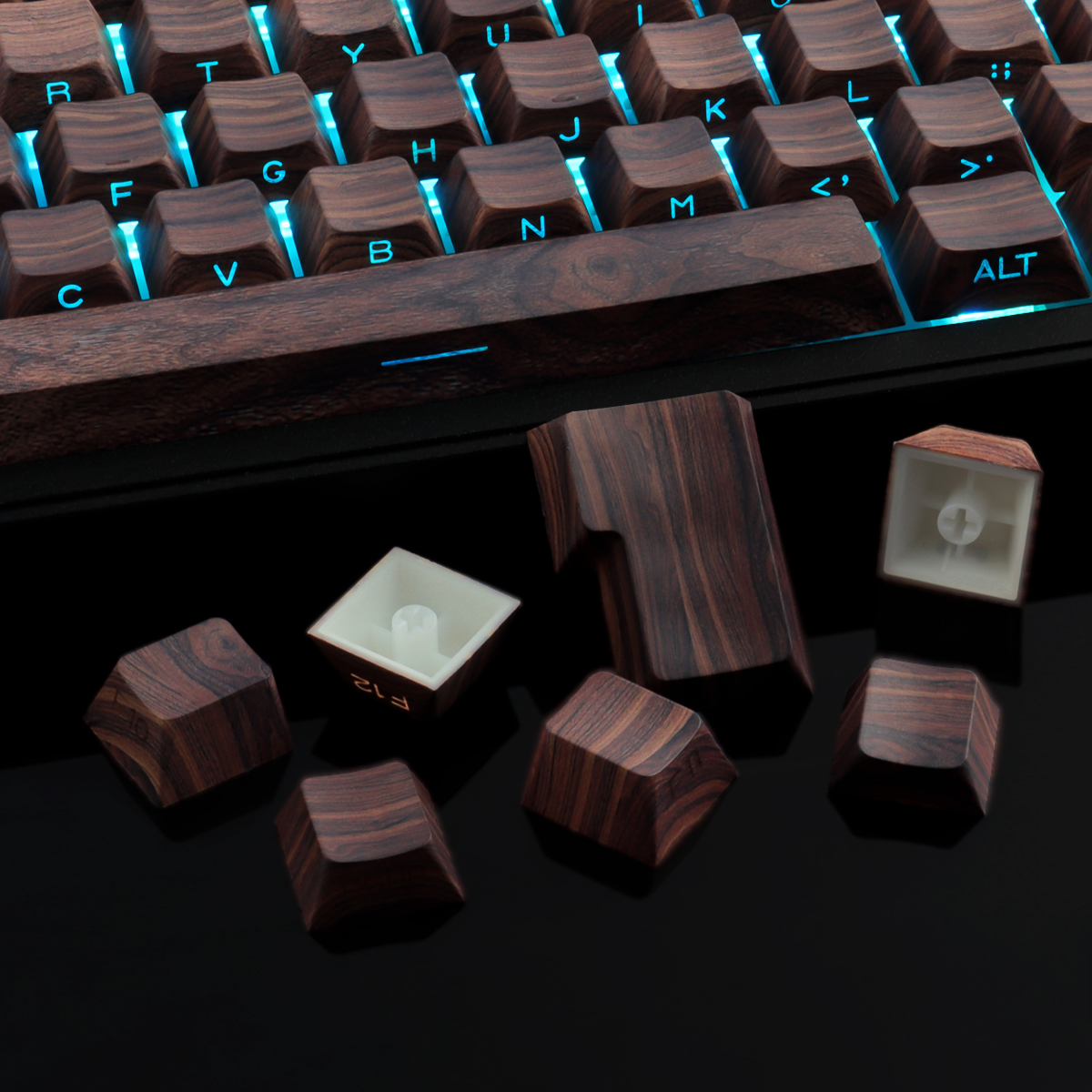Wood grain side transparent keycap 136 key PBT CHERRY Two-color molding ...