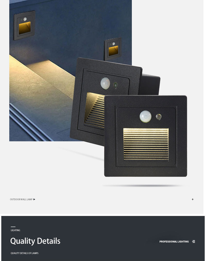 Outdoor LED Wall Foot Light Square Side Mounted Staircase Corner Step ...