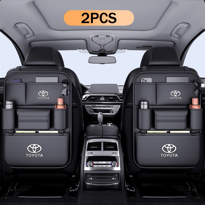 1/2 Pcs Napa Leather Multifunctional Car Backseat Organizer With Simple ...