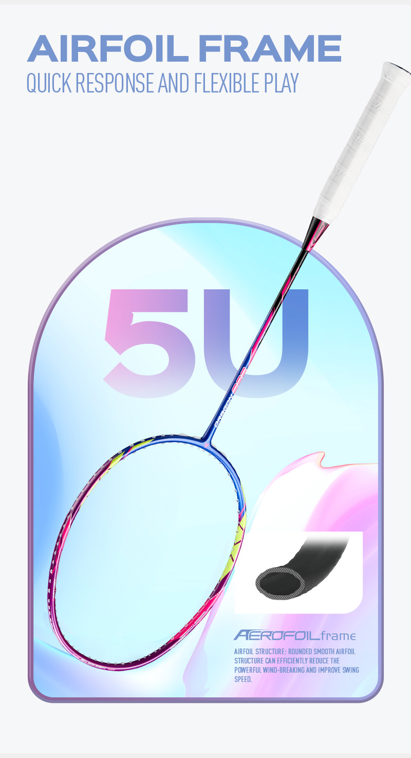 Kawasaki Badminton Racket DRAGON 222 5U 18-30LBS 100% CARBON FIBER For ...