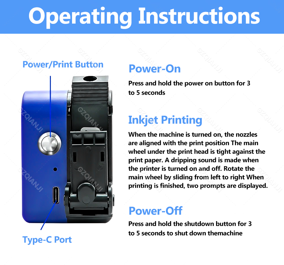 Mini Handheld Inkjet Printer 0.5inch Multi-Function Printing Freely ...
