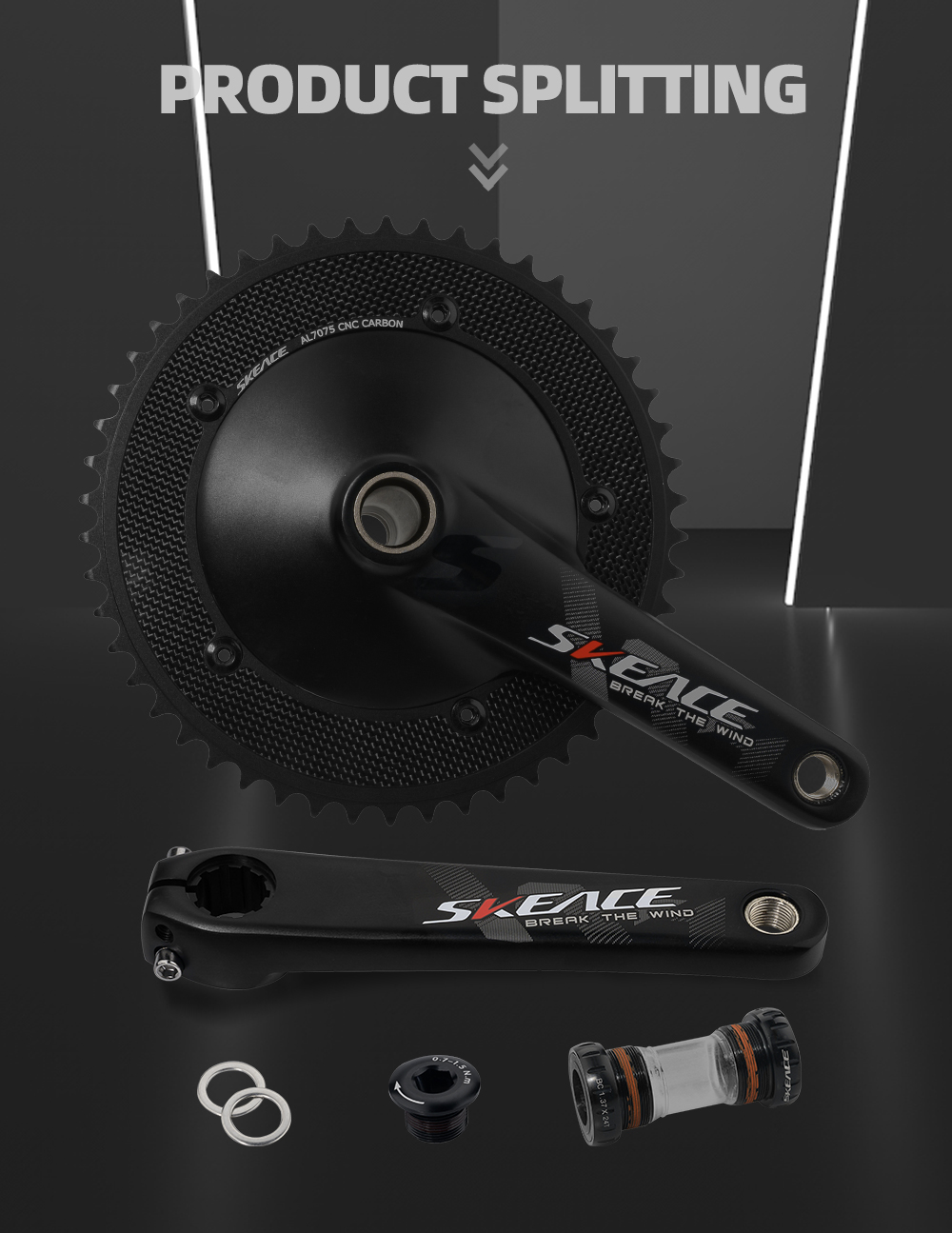 SKEACE Carbon Fiber 144BCD 1/8*49T*165mm Track Fixie Single Speed ...