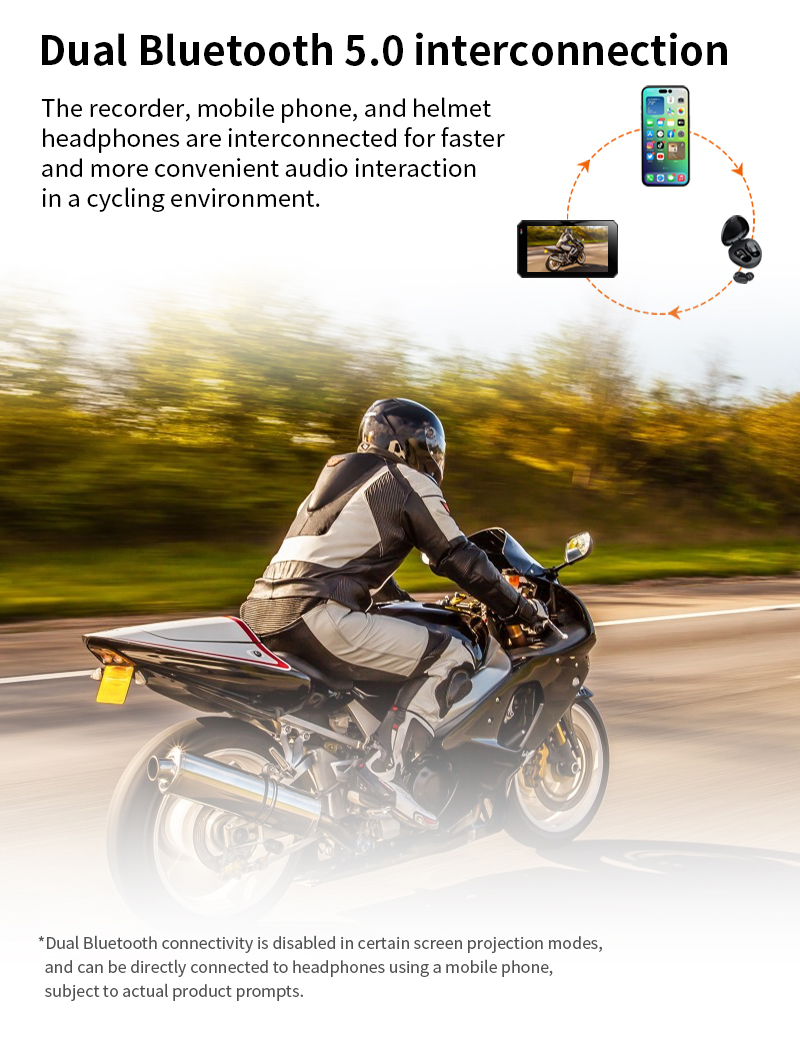 SE90 Motorcycle Recorder/5-inch Screen/2K/Projection Navigation/TPMS/Waterproof/Driving Video ...