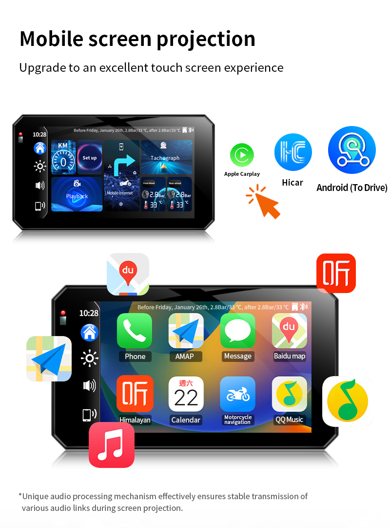 SE90 Motorcycle Recorder/5-inch Screen/2K/Projection Navigation/TPMS/Waterproof/Driving Video ...