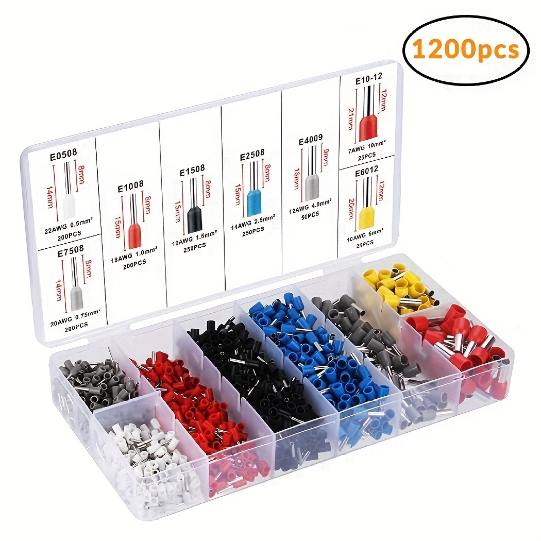 HSC8 6-4A 6-6A 1200/1900pcs Ferrule Crimper Plier Kit 0.25-10mm² AWG23 ...