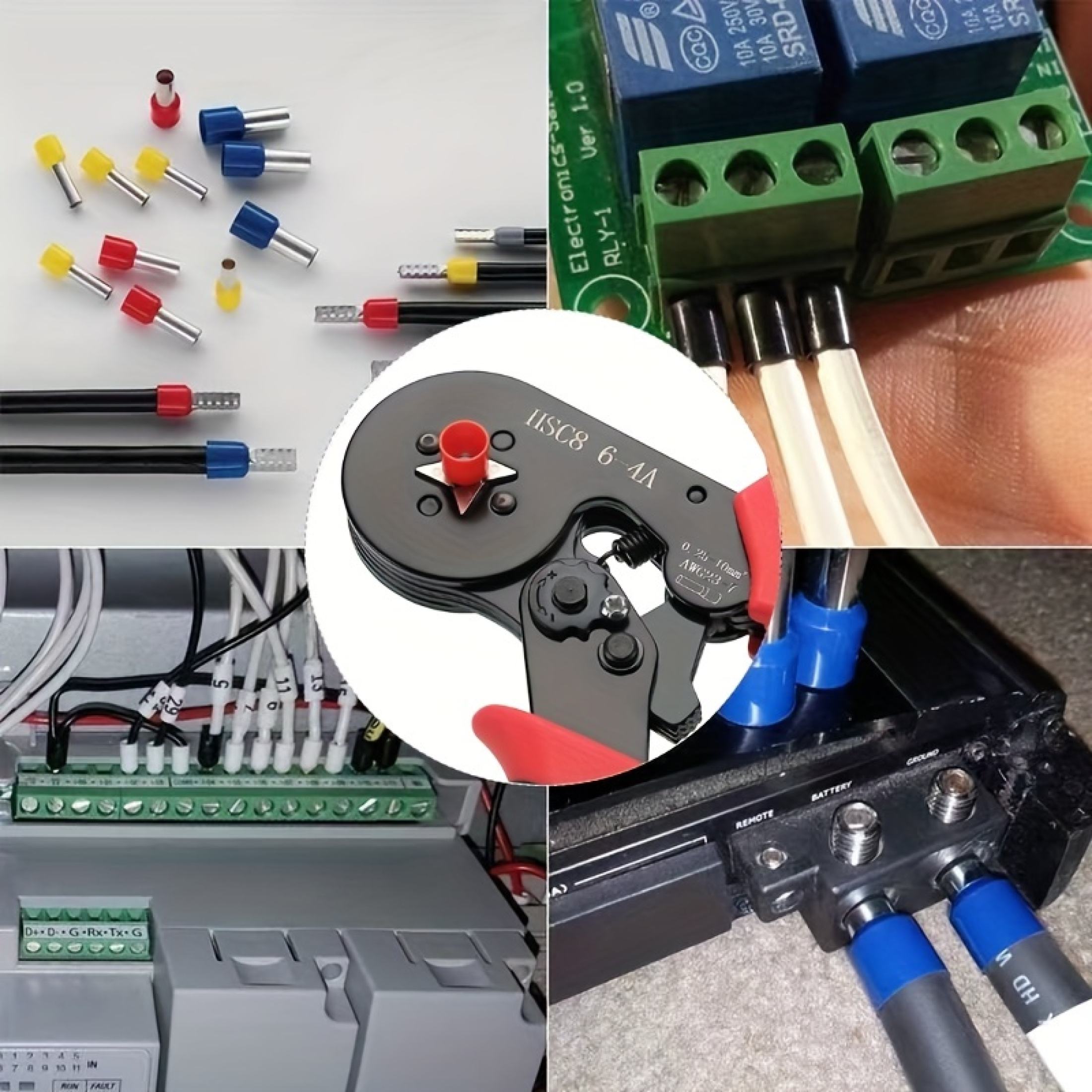 HSC8 6-4A 6-6A 1200/1900pcs Ferrule Crimper Plier Kit 0.25-10mm² AWG23 ...