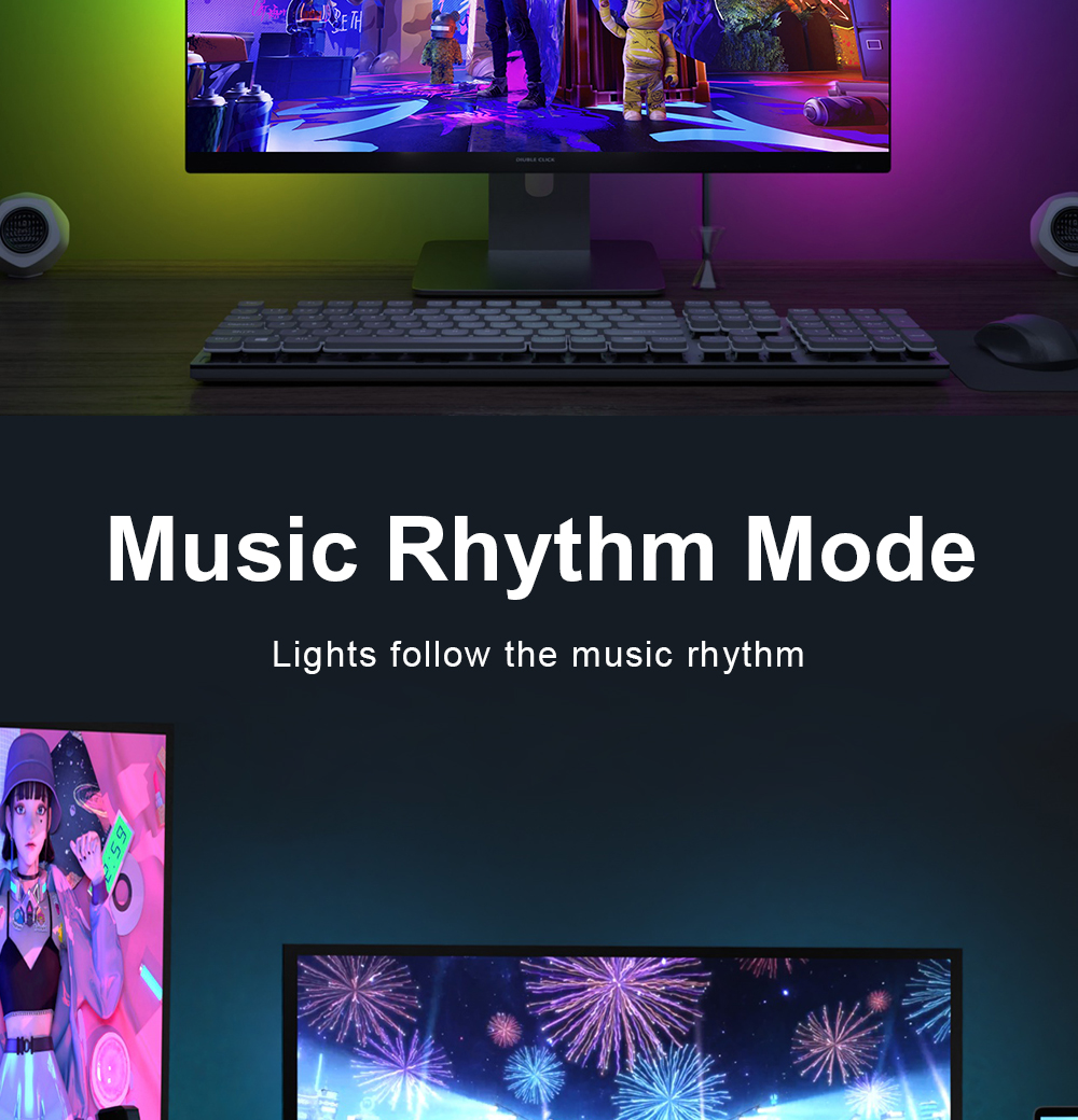 Smart Ambient Computer Lighting PC Display Sync LED Strip Light RGB ...