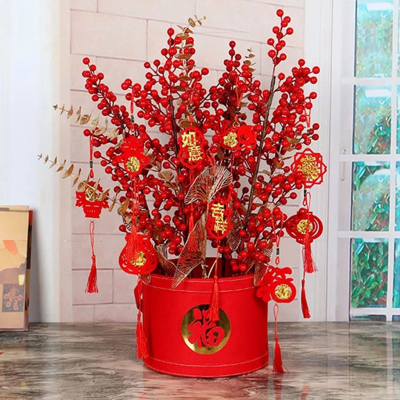 New Year Fortune Fruit CNY Artificial Flowers Spring Festival ...