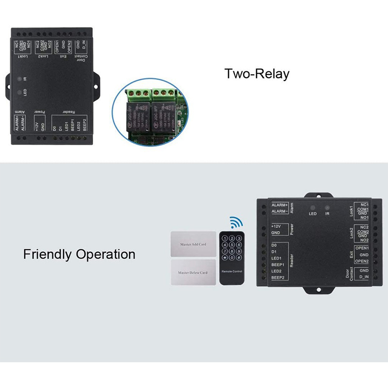 ABS Shell Mini Two-Door Controller Access Control Board Dual Relay for ...