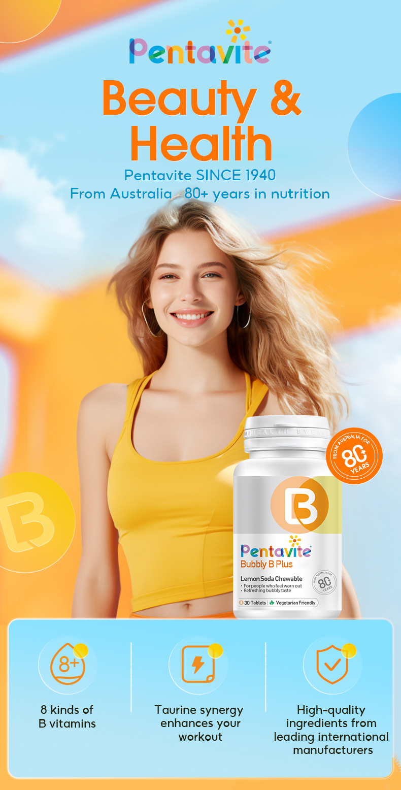 Pentavite Bubbly B Plus Energy Lemon Soda Chewable Vitamin B Complex ...