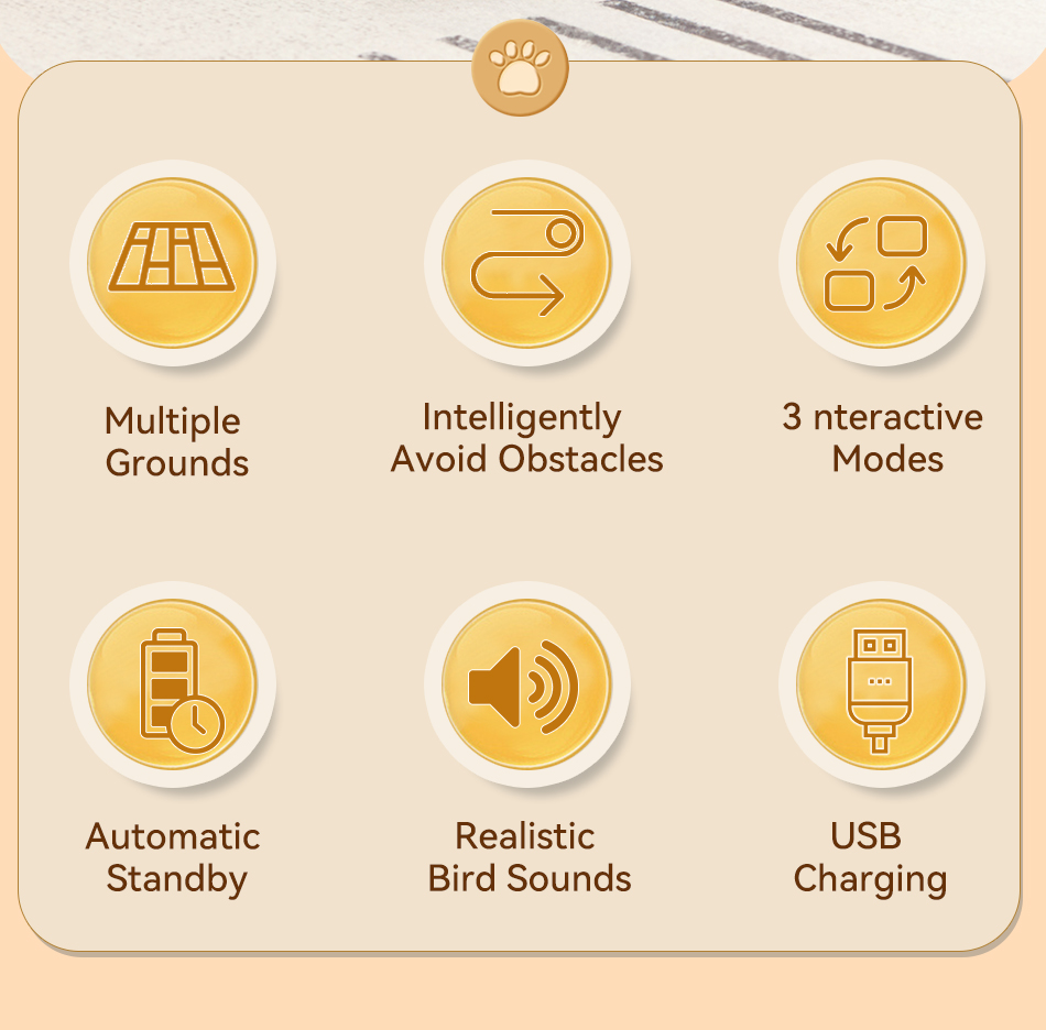 ROJECO Cat Rolling Ball Bird Chirping Interactive Cats Toys Motion ...