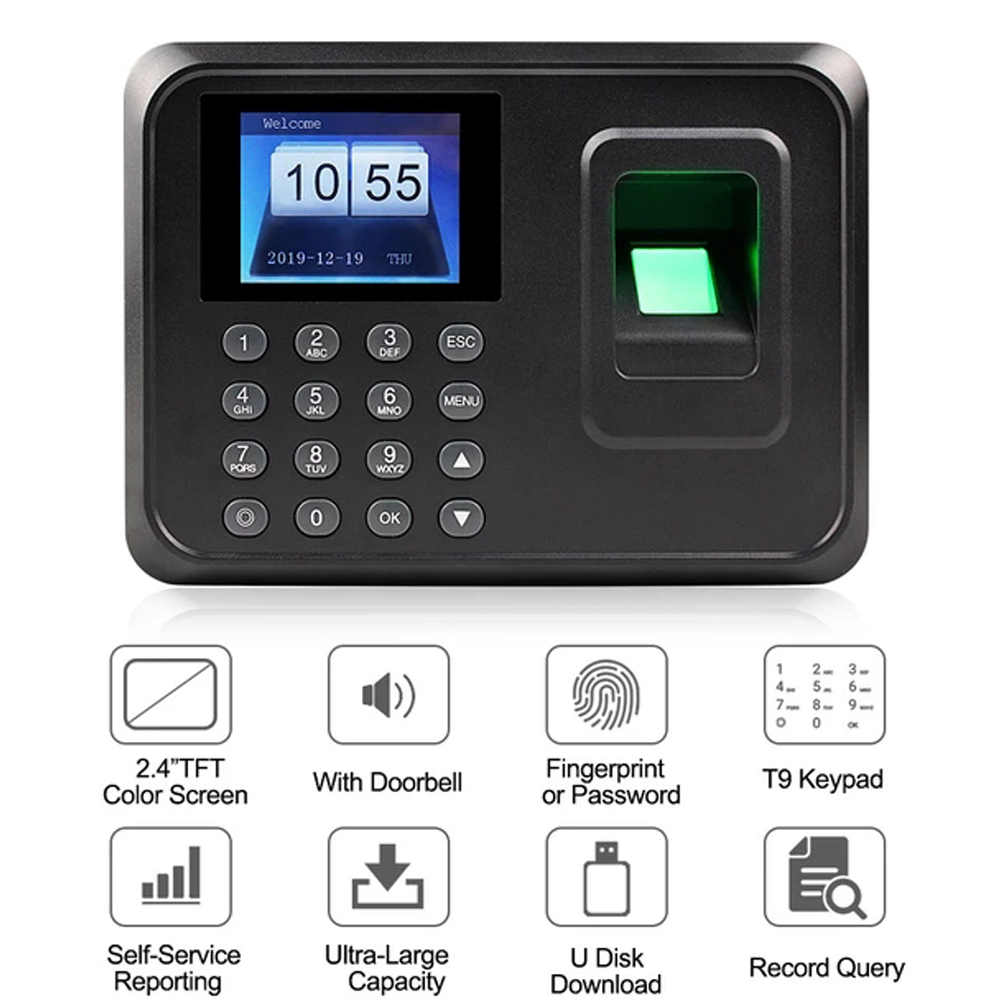 Biometric Fingerprint Time Attendance Machine Employee Check-in Time ...