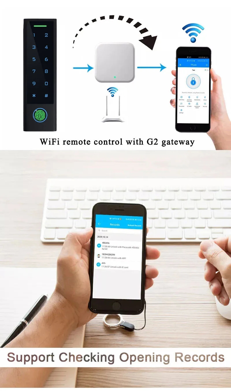 Fingerprint Access Control Keyboard or Doorbell Keypad TTLock App Bluetooth Opener RF IC Card ...