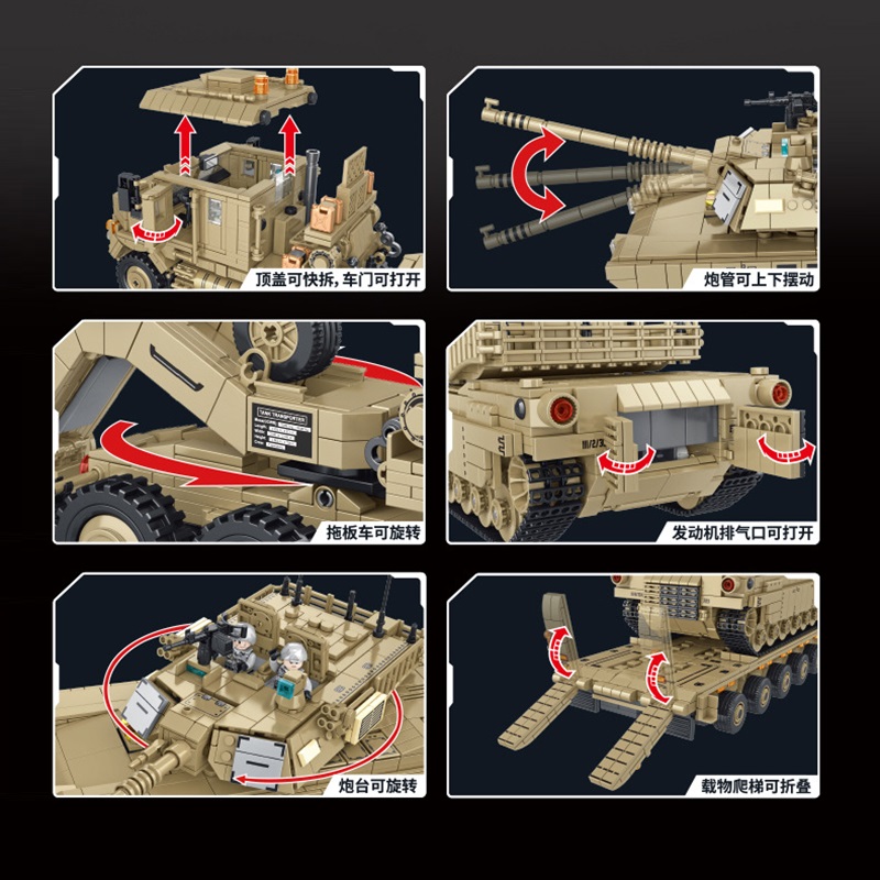 M1070 Armored Vehicle Assembly Model 3482 Pcs Panlos Tank Brick ...