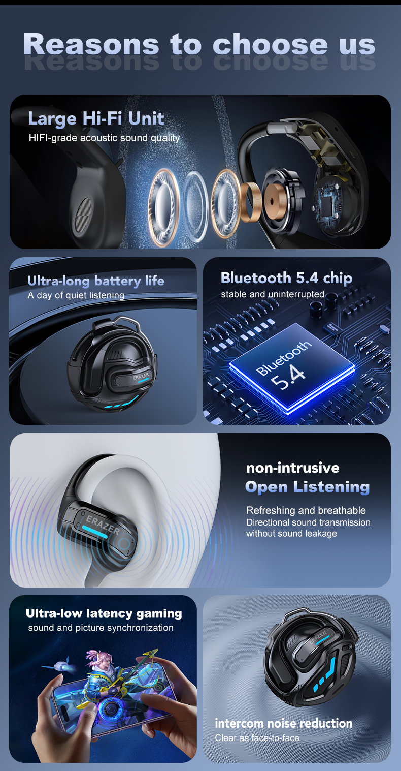 Lenovo ERAZER X8 AI Translator Earbud Bluetooth Earphone OWS Open ...