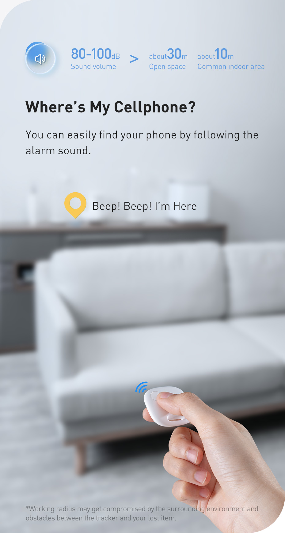 Baseus T2 Pro Wireless Smart Tracker Mini Anti-Lost Track Device Animal ...