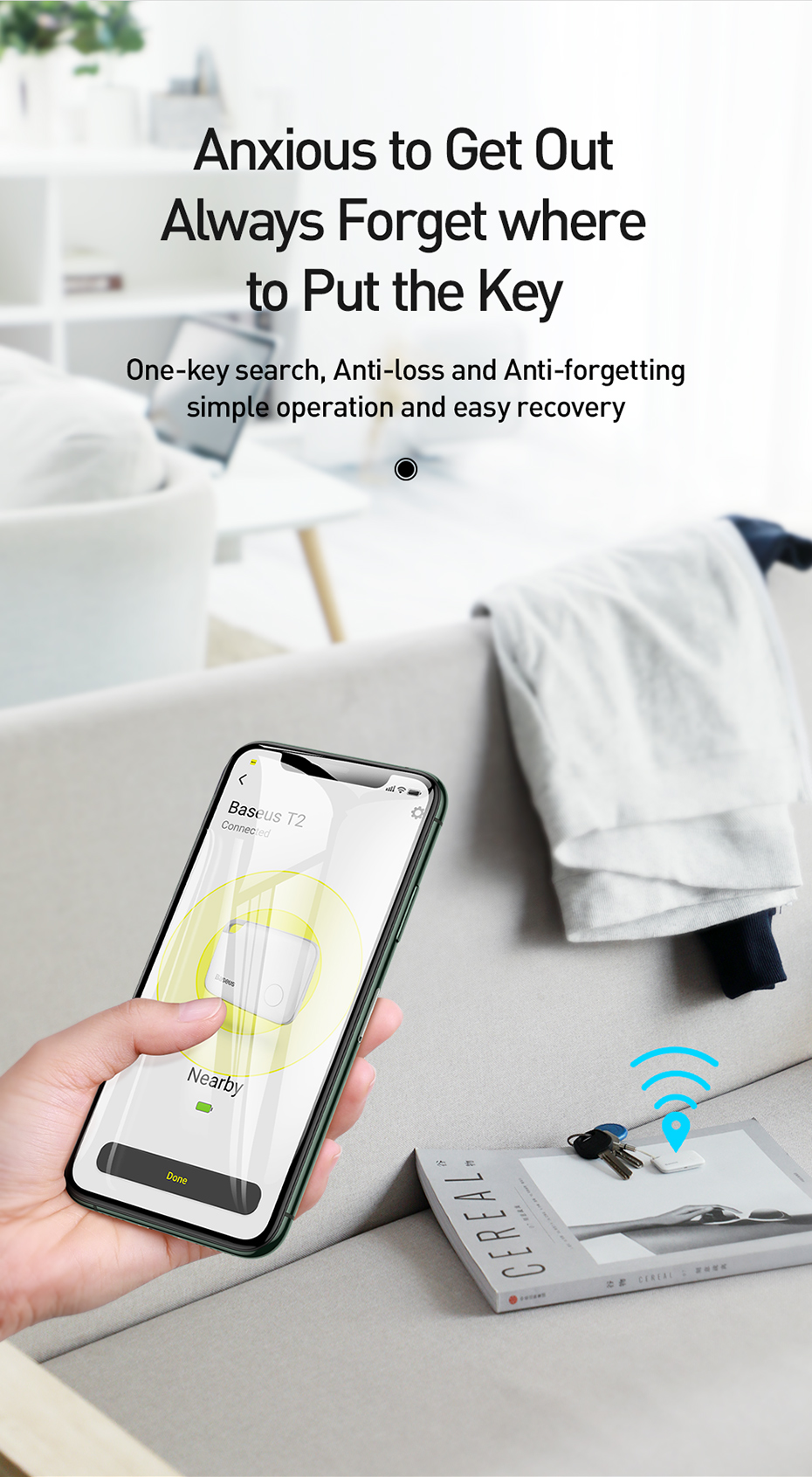 Baseus T2 Wireless Smart Tracker Mini Anti-Lost Track Device Animal Kid ...