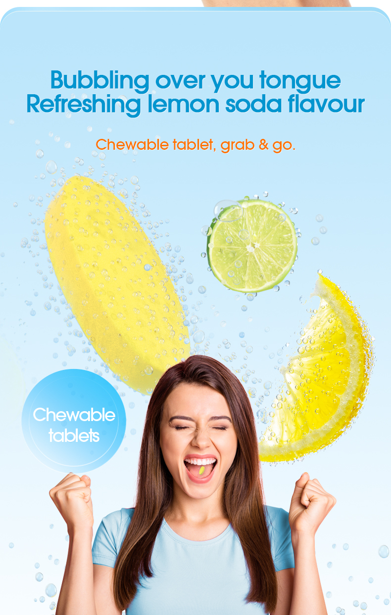 Pentavite Bubbly B Plus Energy Lemon Soda Chewable Vitamin B Complex ...