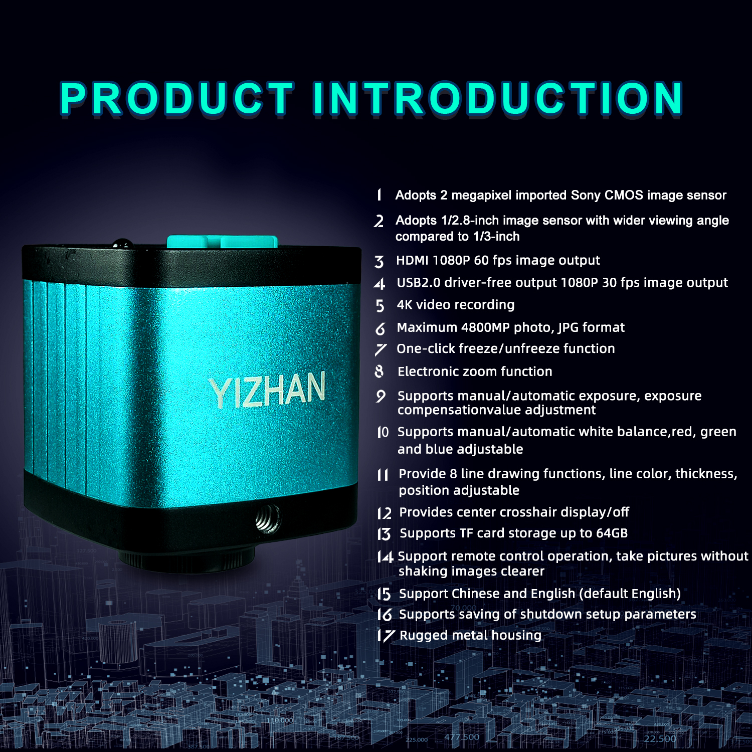 YIZHAN Microscope Camera 1080P 2160P HDMI VGA USB Type-C Transport ...