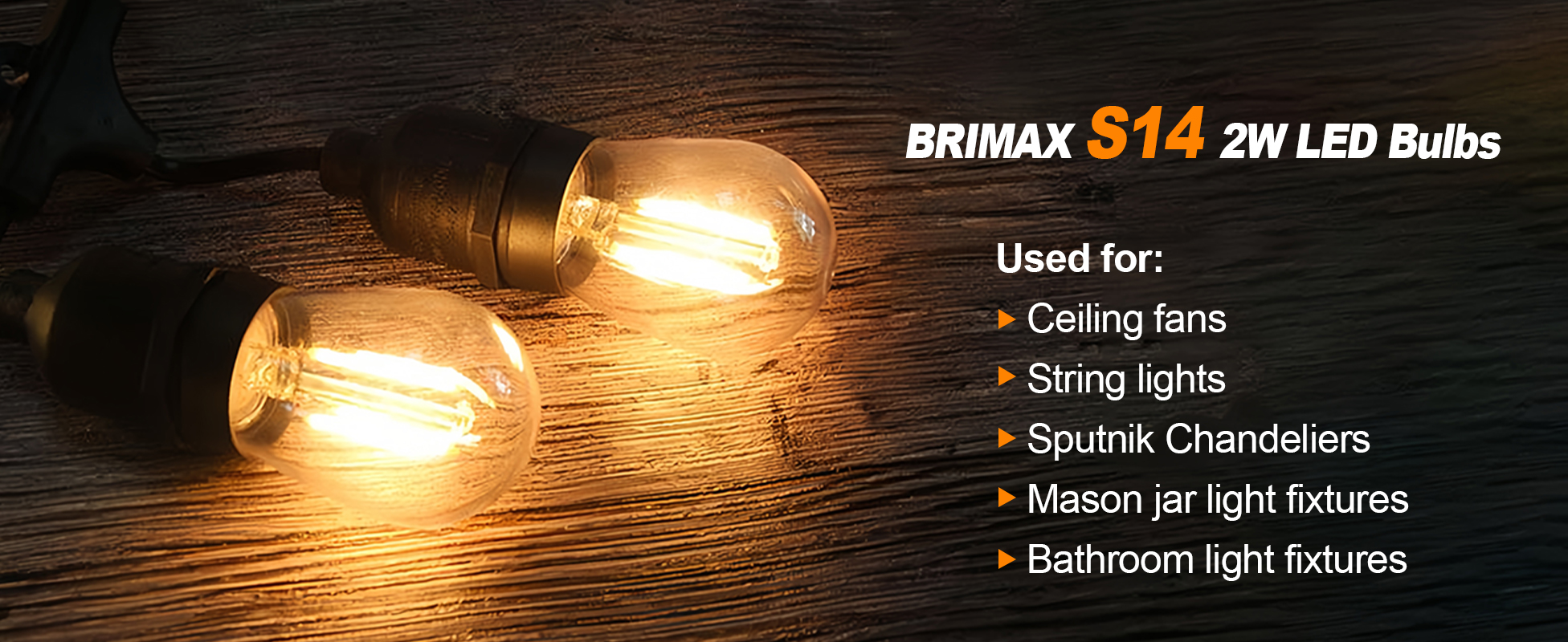 BRIMAX 6 Pack S14 LED Bulbs, AC220V-240V, 2W=20W, 2200K Warm White E27 Screw Bulbs Shatterproof ...