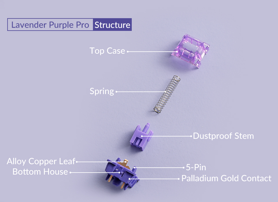 AKKO Lavender Purple Pro Switches With 5-Pins And Stable Dustproof Stem ...