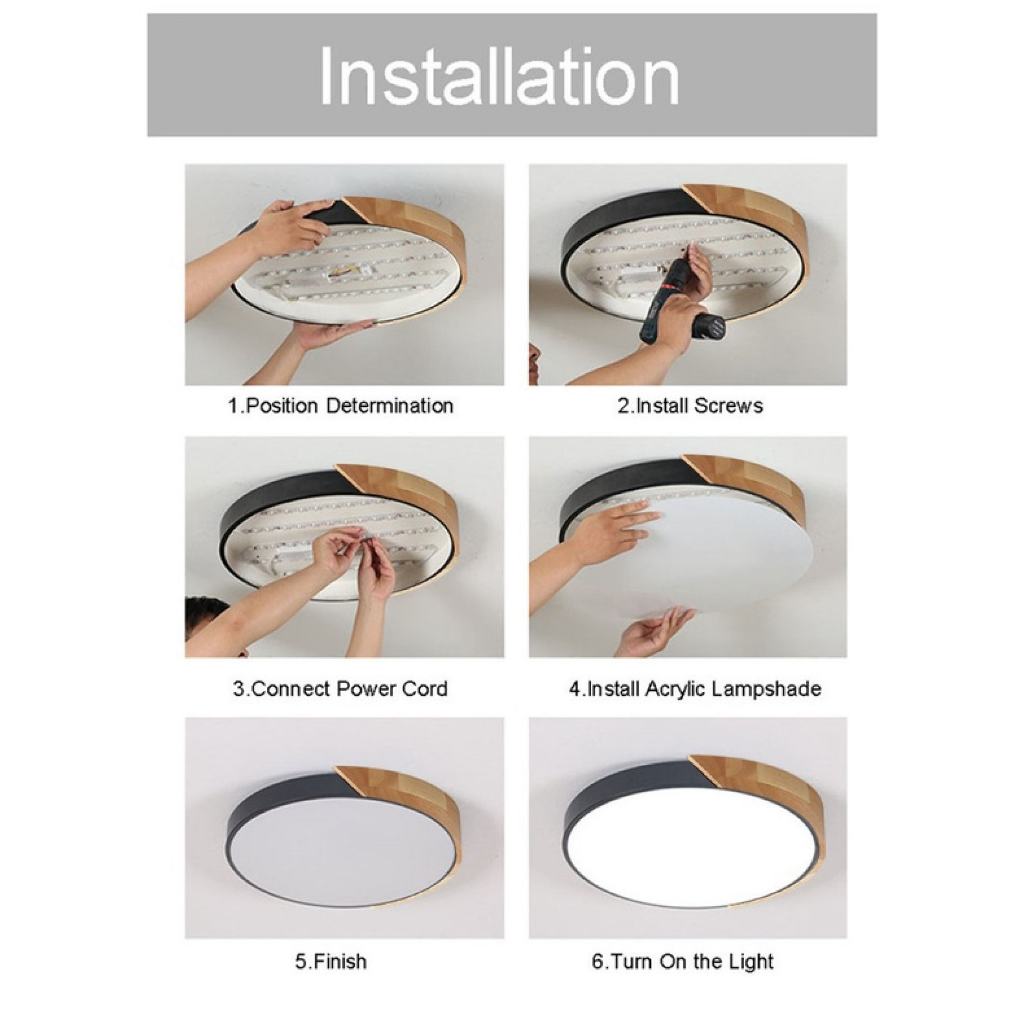 Nordic 23/30/40CM Lampu Siling Bilik Tidur Tricolor Dimming Lampu ...