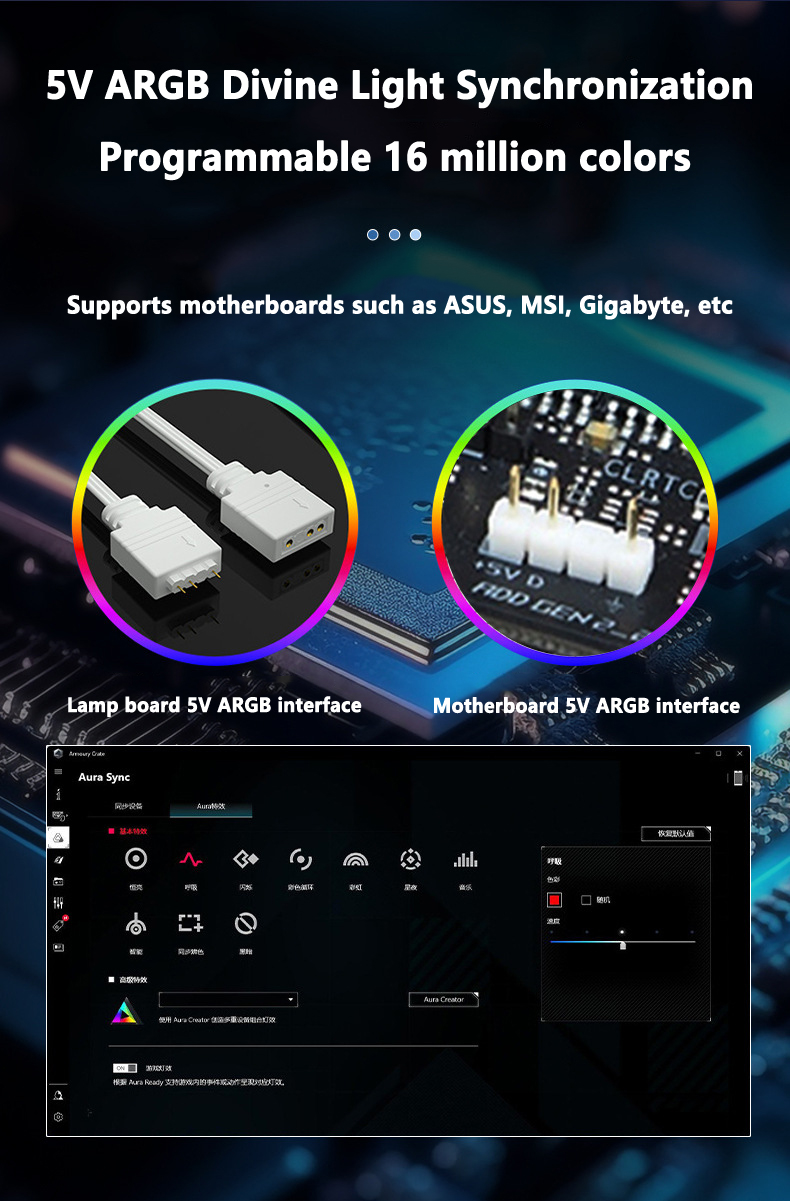 ICE Whale SL-24 ARGB Neon Line 24PIN Motherboard 8PIN Graphics Card Luminous Power Supply Line ...