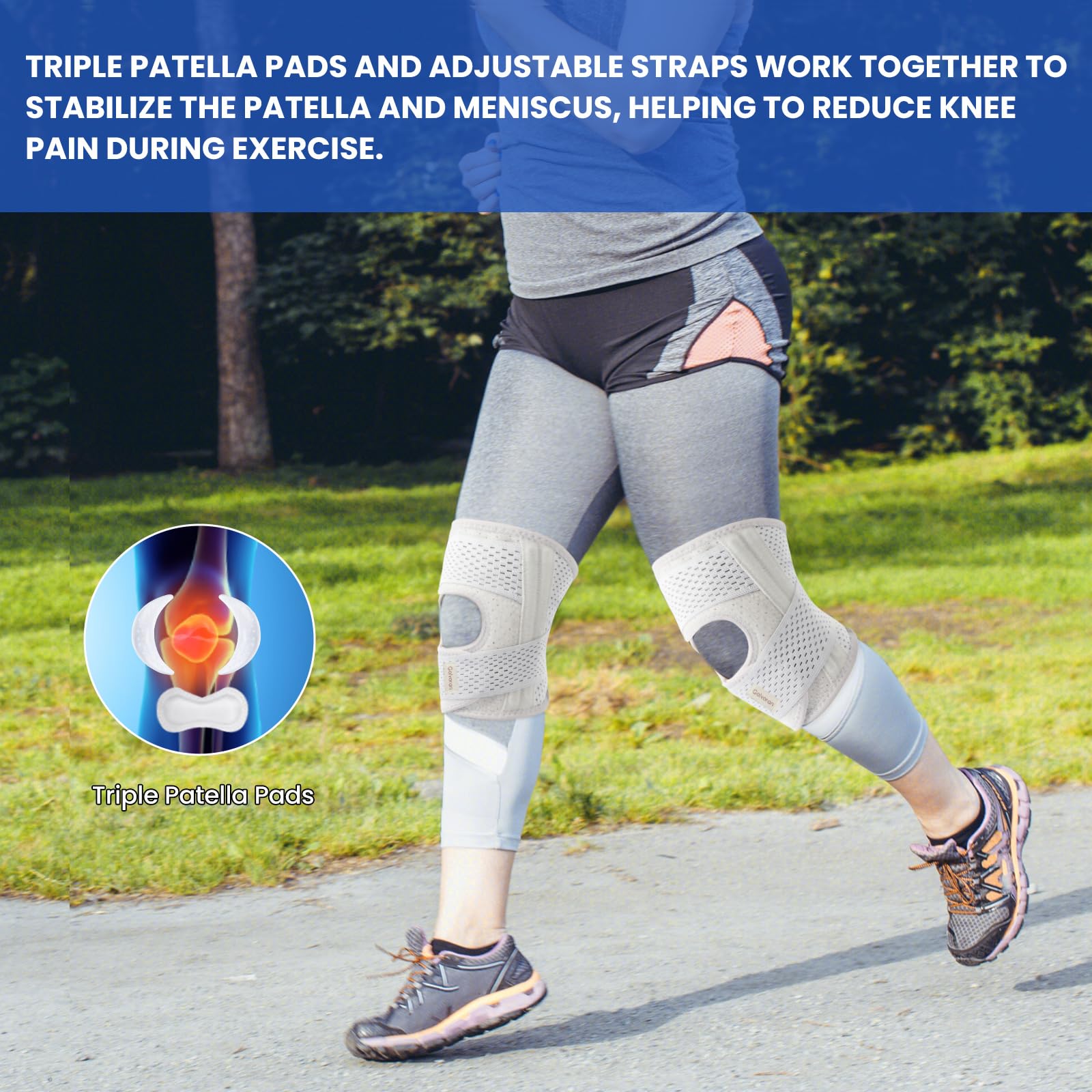 Knee Brace for Women Men Knee Support with Side Stabilizers Adjustable ...