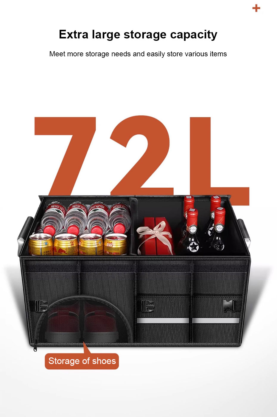 SEAMETAL Car Storage Box Multipurpose Car Trunk Organizer Large ...