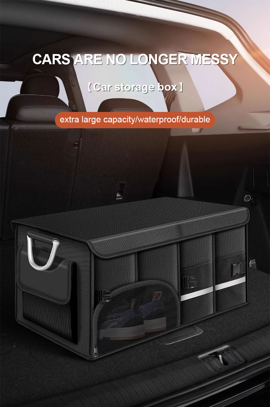 SEAMETAL Car Storage Box Multipurpose Car Trunk Organizer Large ...