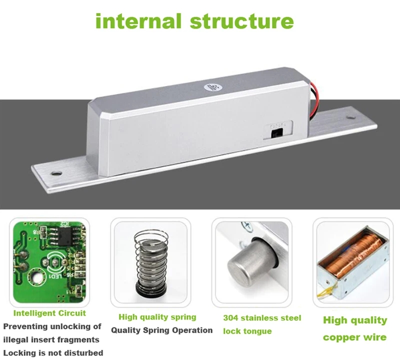 Electric Drop Bolt Door Lock DC 12V Magnetic Induction Auto Deadbolt ...