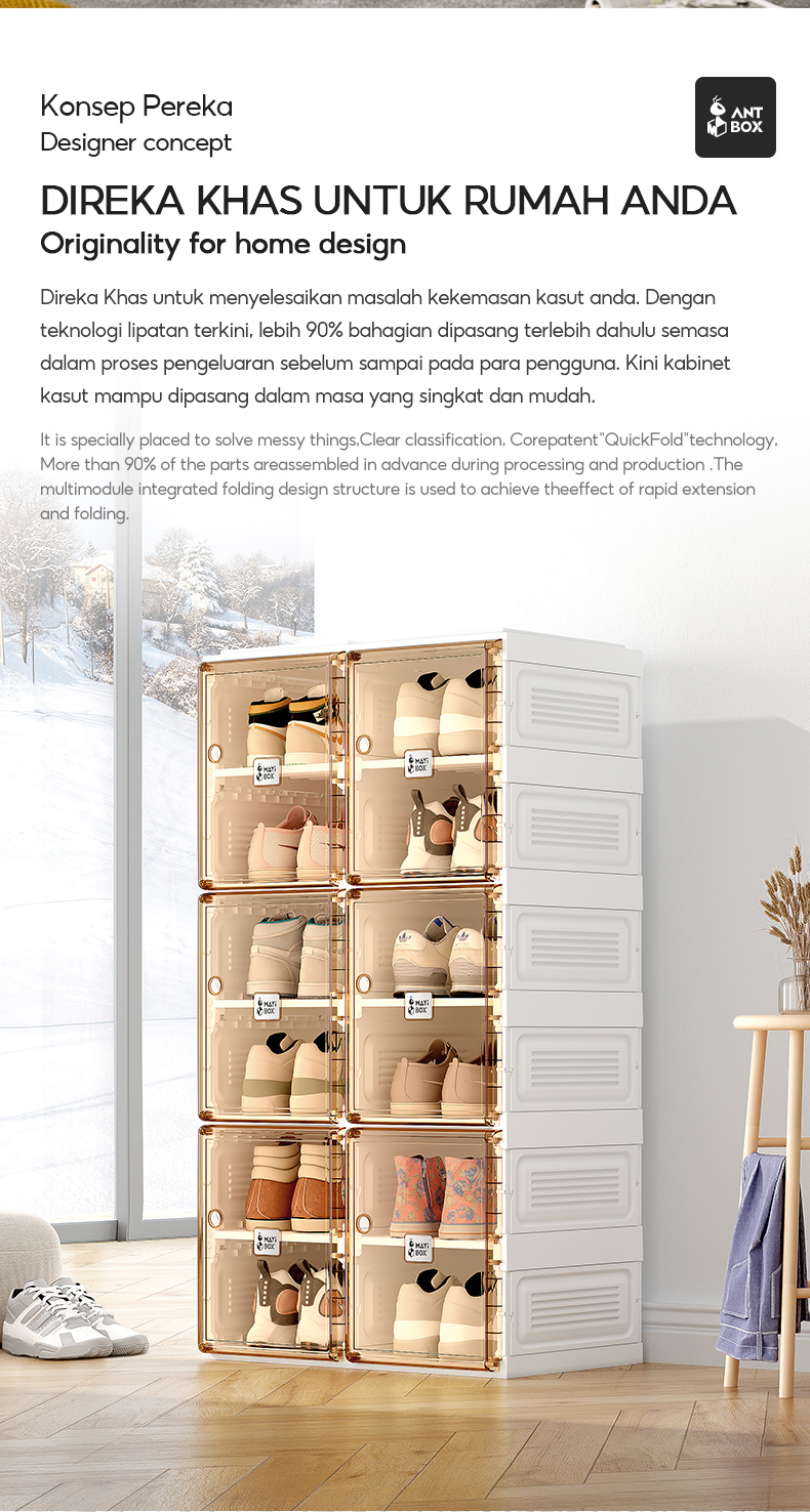 ANTBOX Shoe Box Display Cabinet 8-40 Pairs Installation Free Sturdy ...