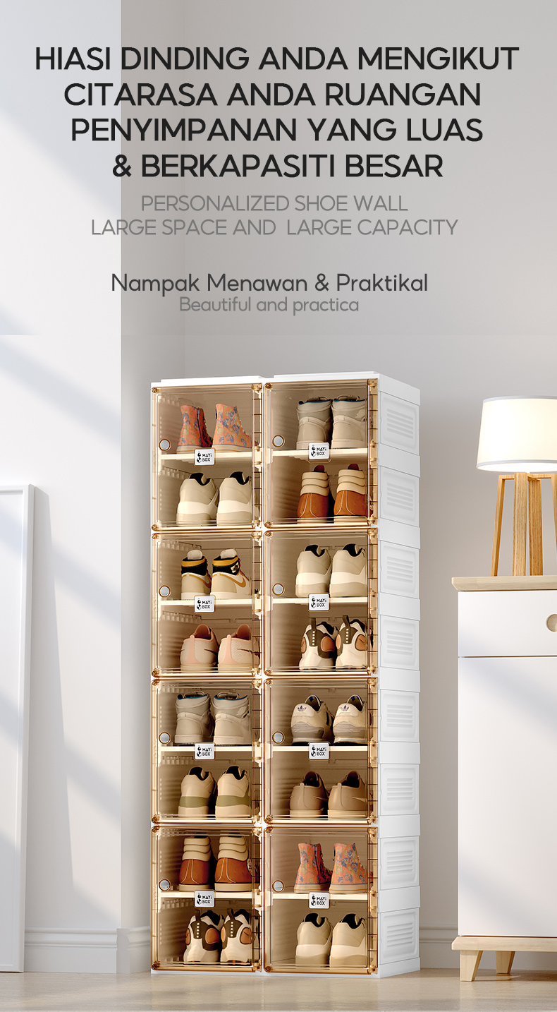 ANTBOX Shoe Box Display Cabinet 8-40 Pairs Installation Free Sturdy ...