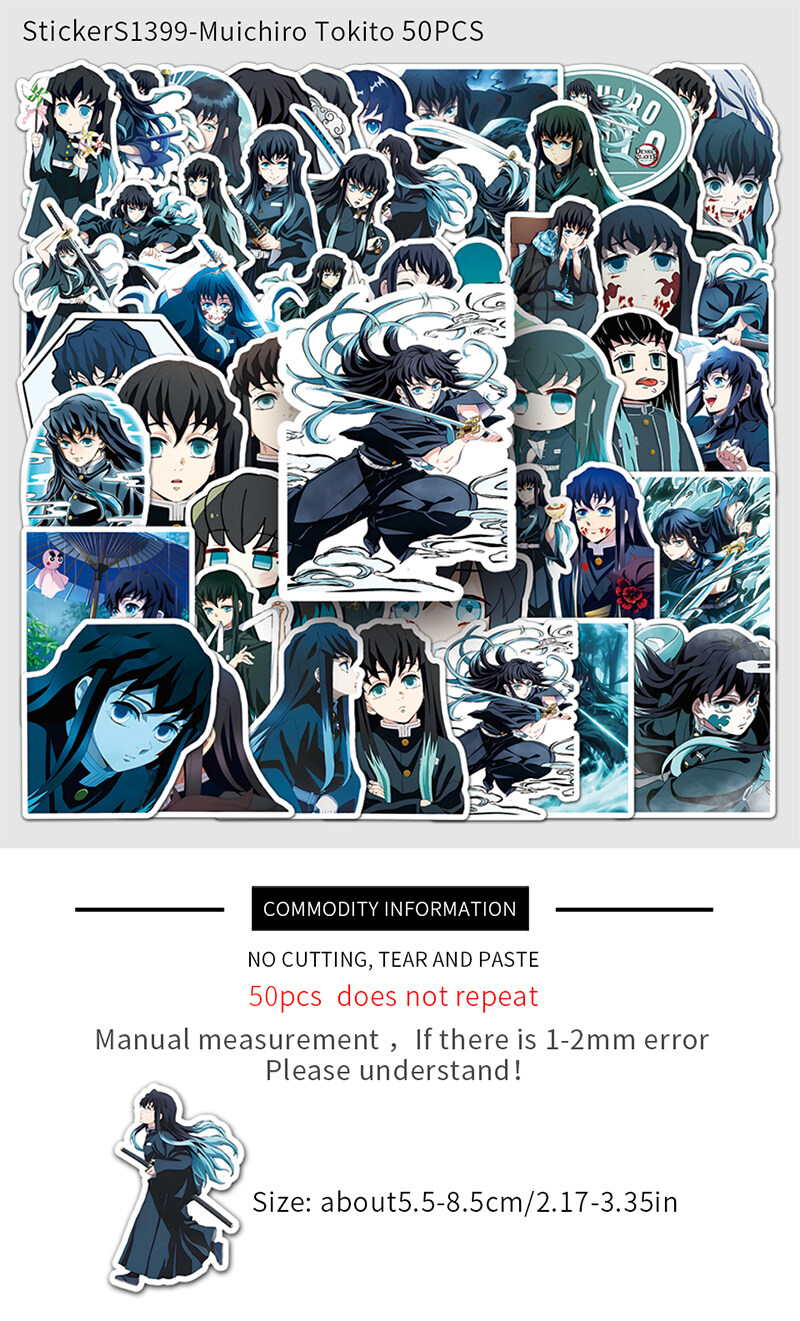 50pcs Anime Demon Slayer Sticker Cartoon Tokitou Muichirou Graffiti Kid ...