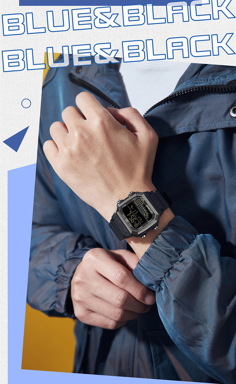 SANDA Small Square Multi-Functional Waterproof Men's Watch 6196 ...