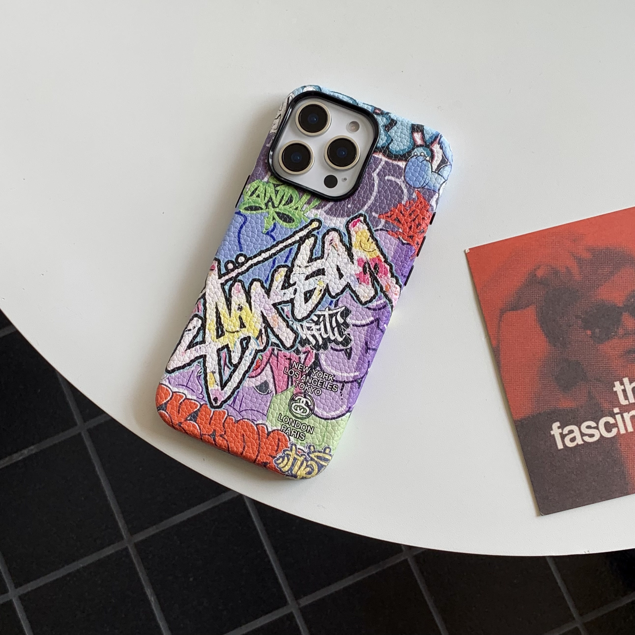 iPhone 16 15 14 13 pro max magnetism leather cover, Stussy shockproof ...