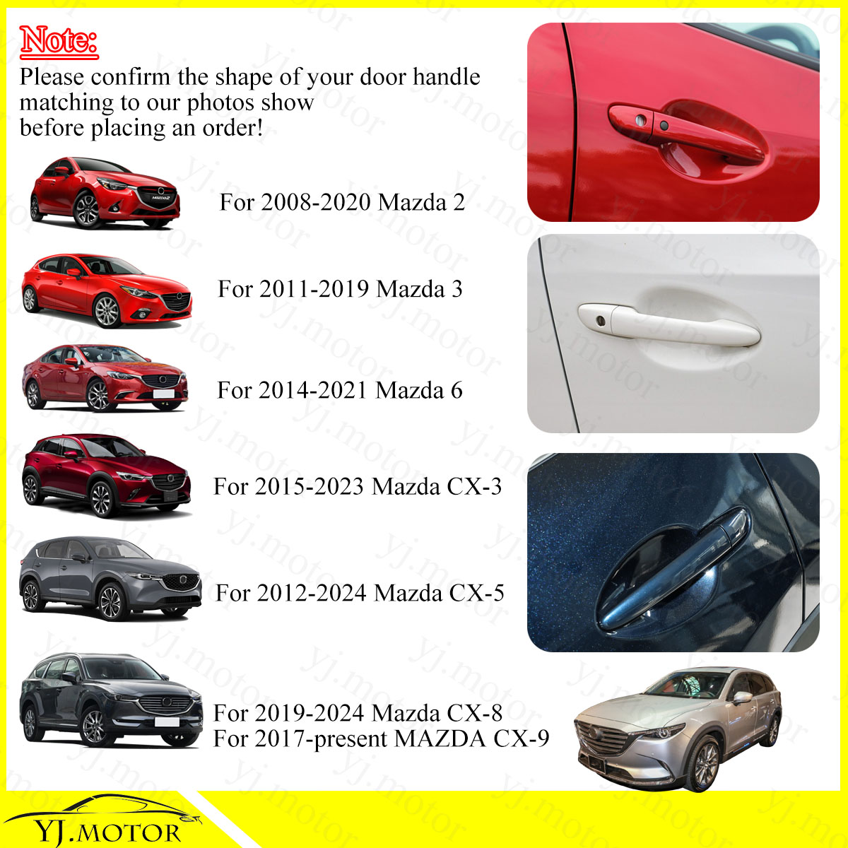 For Mazda 2 3 6 CX-3 CX-5 CX-8 CX-9 Door Handle Cover ABS Molding ...