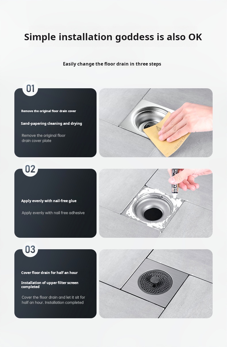 Bathroom large size 15cm * 15cm stainless steel floor drain renovation ...