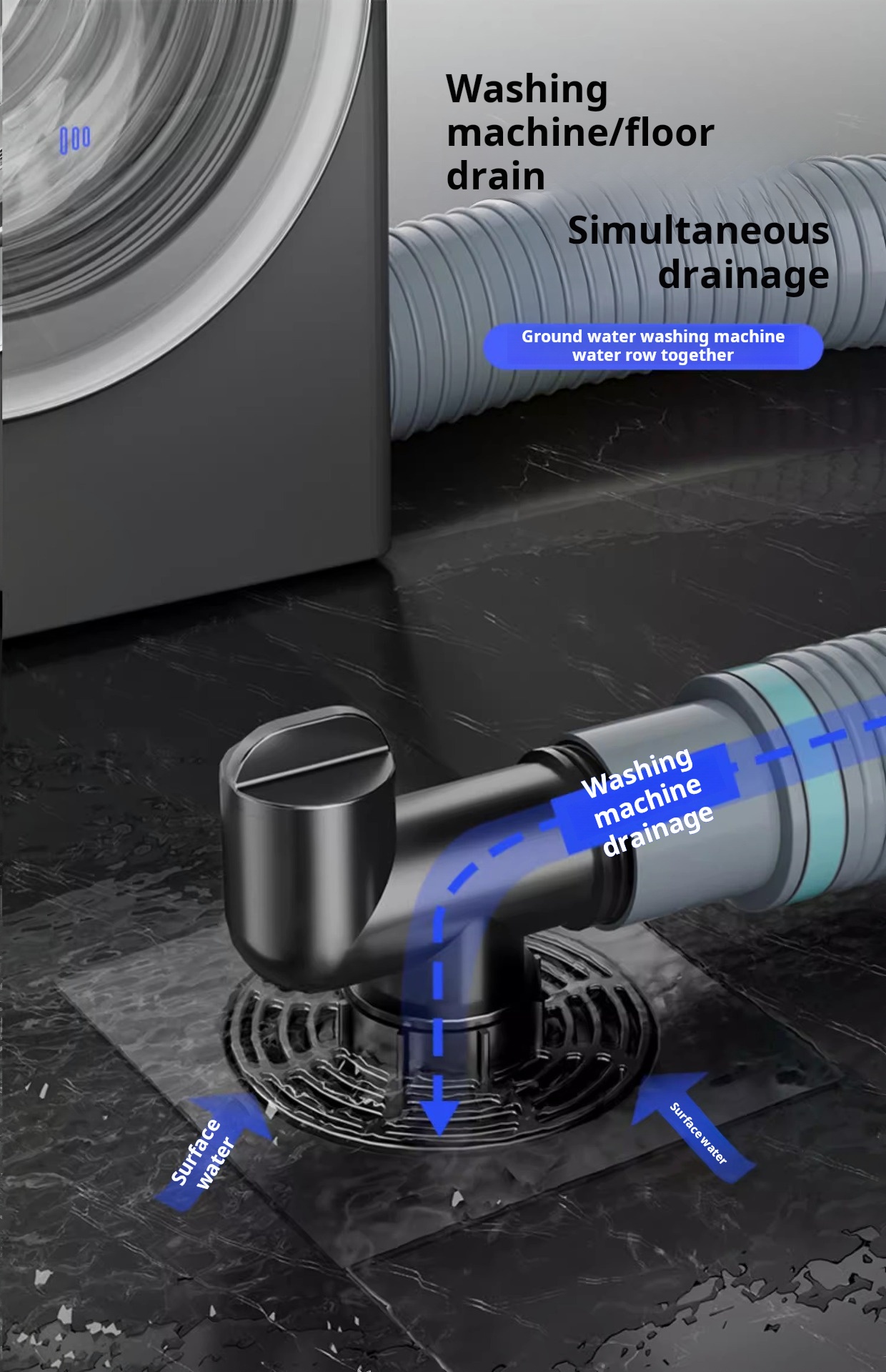 Washing machine drain pipe and floor drain 2-in-1 drain joint Drainage ...