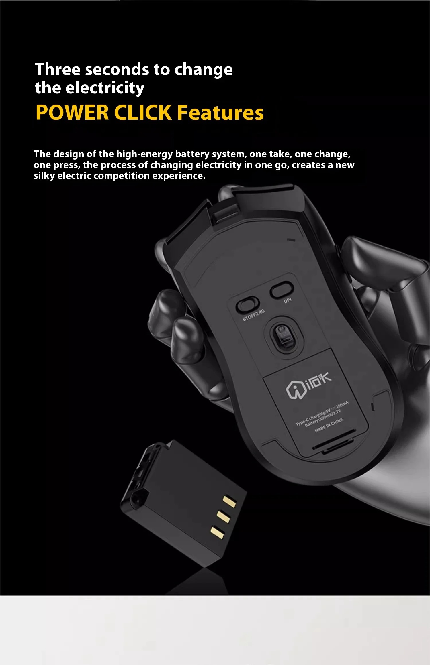 IROK HE3 PRO Tri-mode Wireless Mouse 4K PAW3395 Sensor Replaceable ...