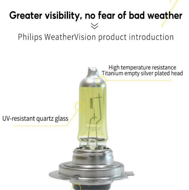 Philips Weather Vision H1 H3 H4 H7 HB4 2900K Brightening +60% Yellow ...