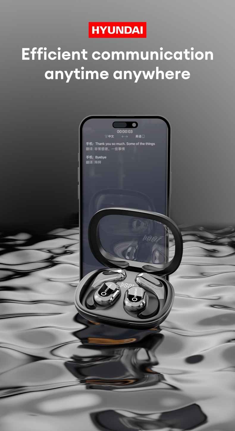 Hyundai HY-Y16 Bluetooth Earphone AI Translation Sports Smart Touch Long Battery Life Bluetooth ...