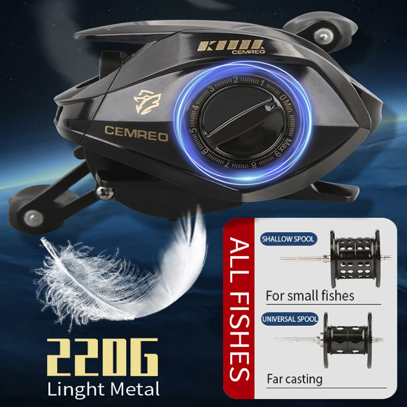 CEMREO Casting Fishing Reel Universal/Shallow Double Spools 9kg Drag ...