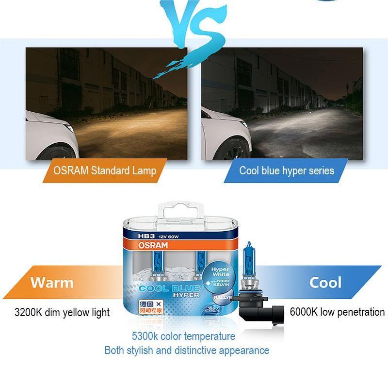 OSRAM Cool Blue Hyper H1 H4 H7 H11 HB3 HB4 12V 5300K White Light Car ...